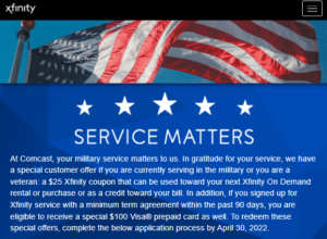 Comcast Xfinity Military Discount for 2023: $50 Prepaid Card